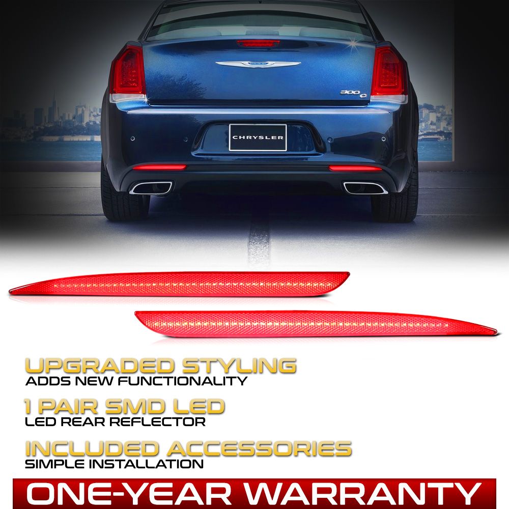2015-2022 Chrysler 300 Red LED Rear Reflector Lights - LAC-RFT-C30015-DU-RD
