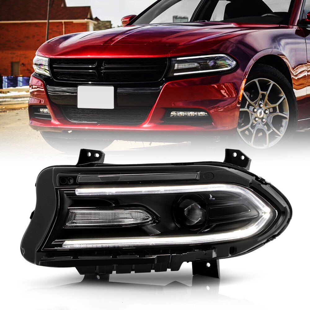 2015-2022 Dodge Charger [Halogen Models] LED DRL Projector Headlight w ...