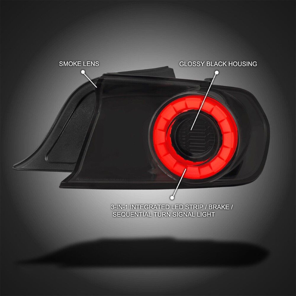 2015-2022 Ford Mustang LED Sequential LED Tail Lights - Black Housing ...