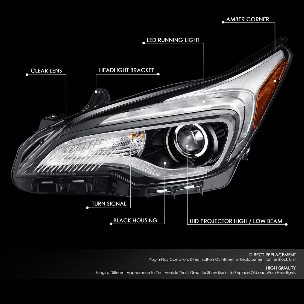 DNA - 2016-2018 Buick Envision LED DRL HID Projector Headlight - Set ...