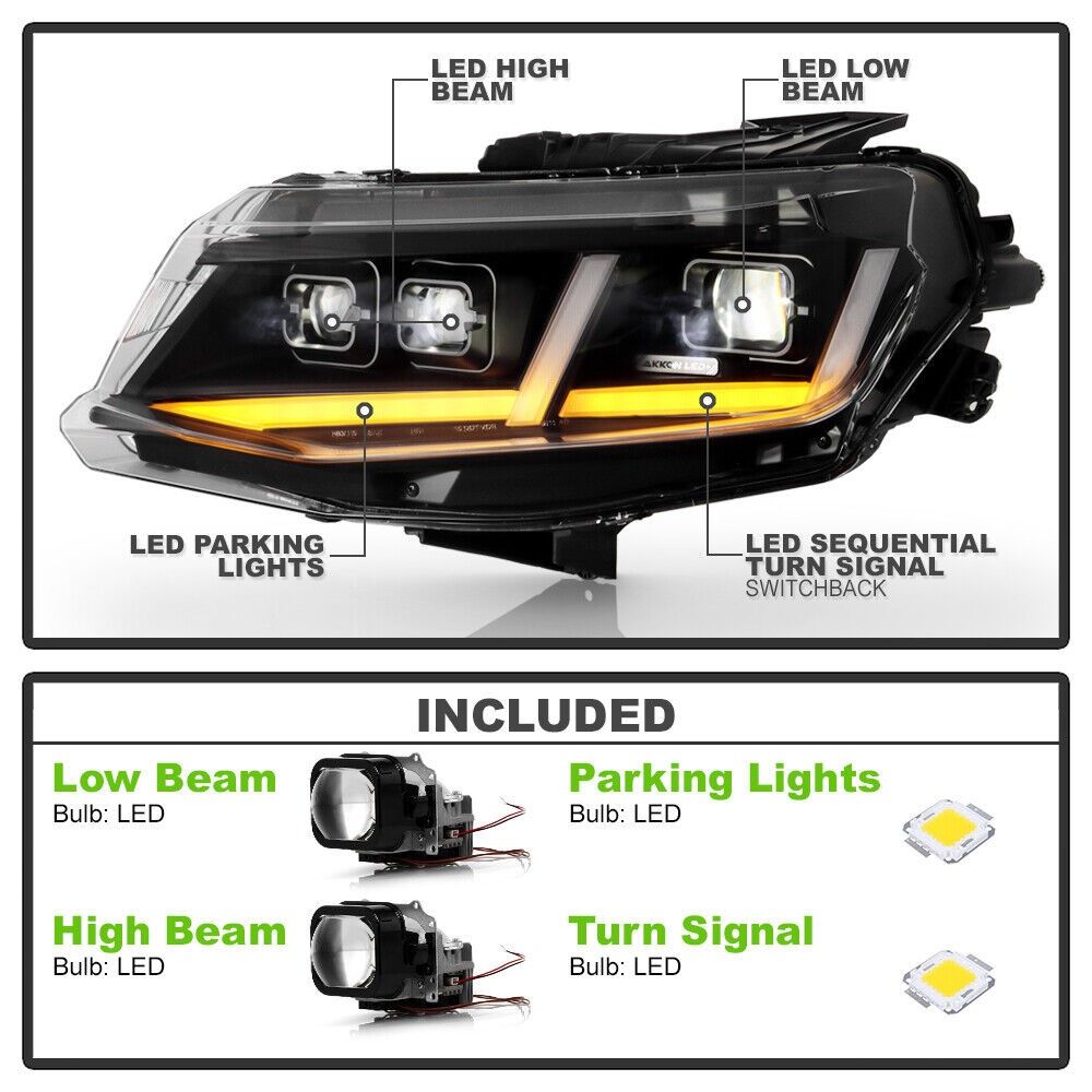2016-2018 Chevrolet Camaro L Shape LED Tube/Switchback Headlights w ...