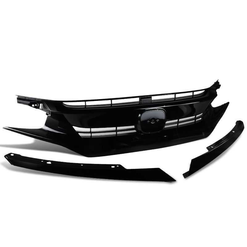 2016-2018 Honda Civic Glossy Black 10th Gen Factory OE Style Front Grille