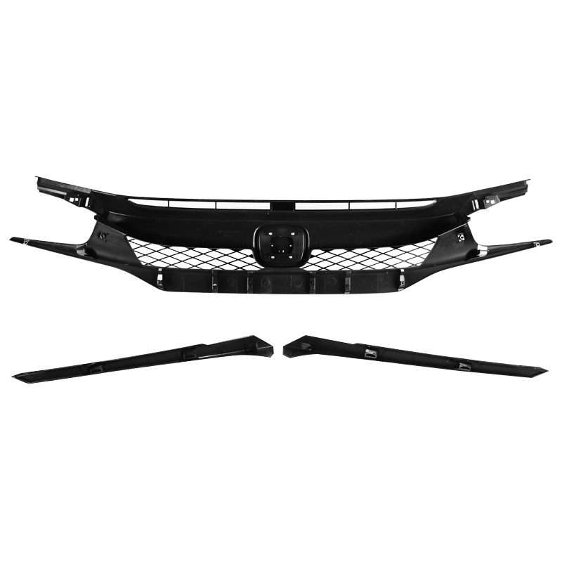 2016-2018 Honda Civic Glossy Black Polished Type R Style Mesh Front ...
