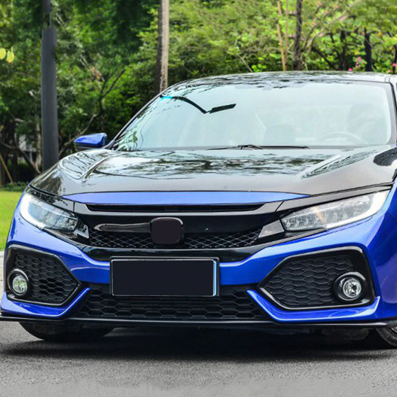 2016-2018 Honda Civic Glossy Black Polished Type R Style Mesh Front ...
