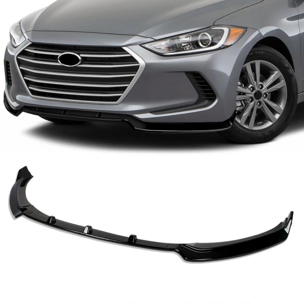 2017-2018 Hyundai Elantra Front Bumper Lip - 3 Pieces Design - Gloss Black