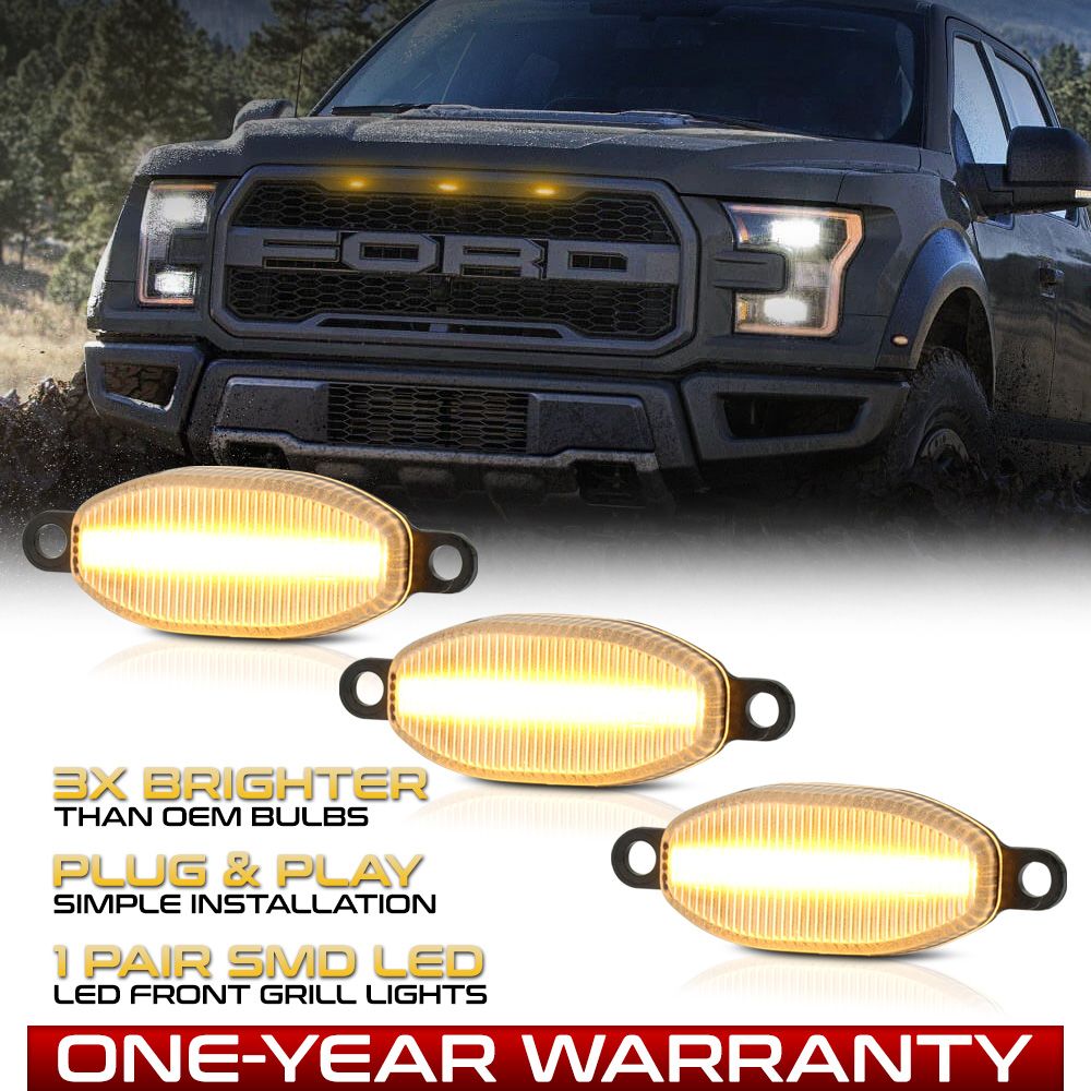 2017-2020 Ford F150 Raptor Amber LED Front Grille Light - Clear - LAC ...