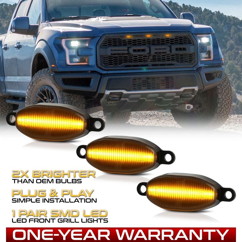2017-2020 Ford F150 Raptor Amber LED Front Grille Light - Smoked - LAC ...