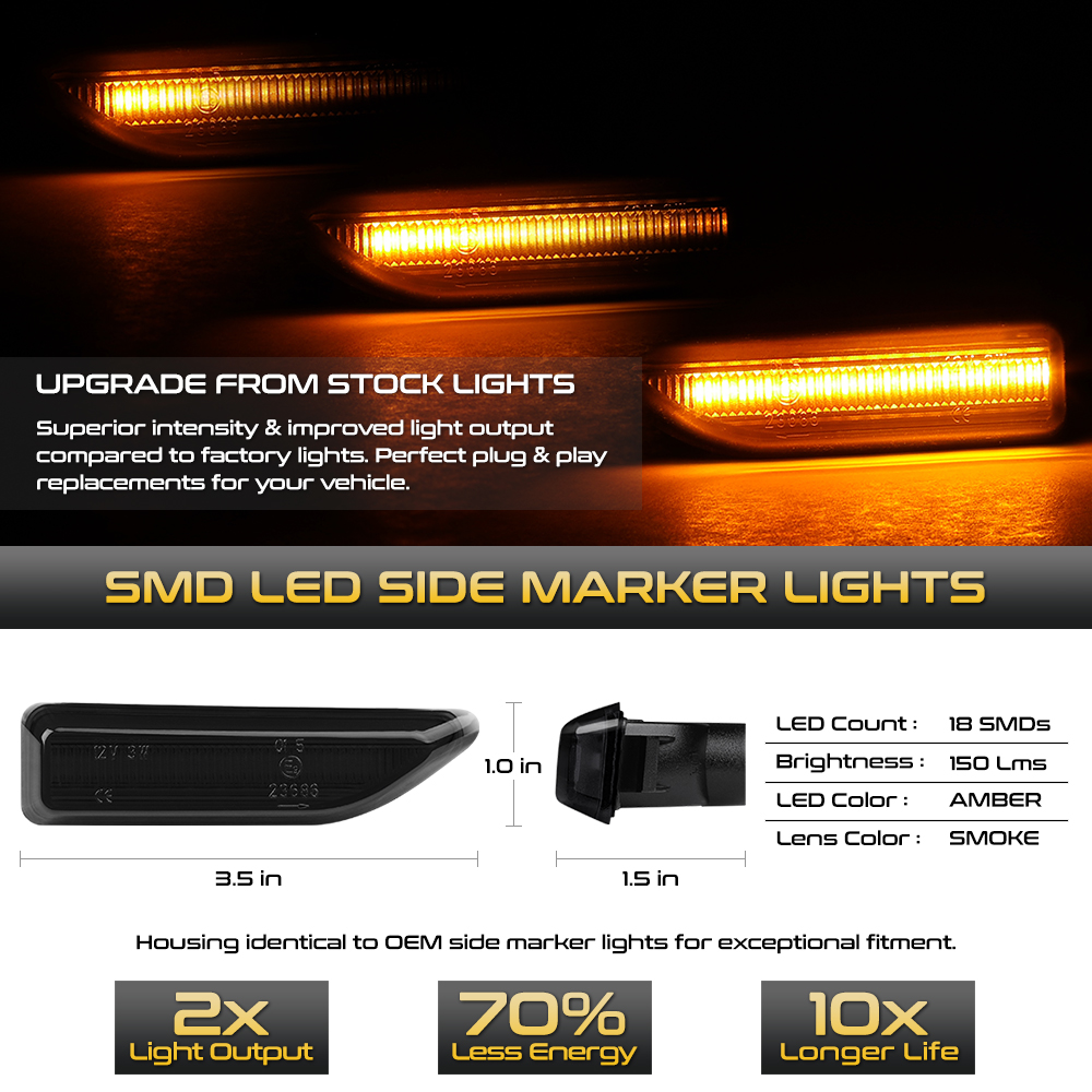 2017-2022 Mini Cooper Countryman Sequential Signal Amber LED Side ...