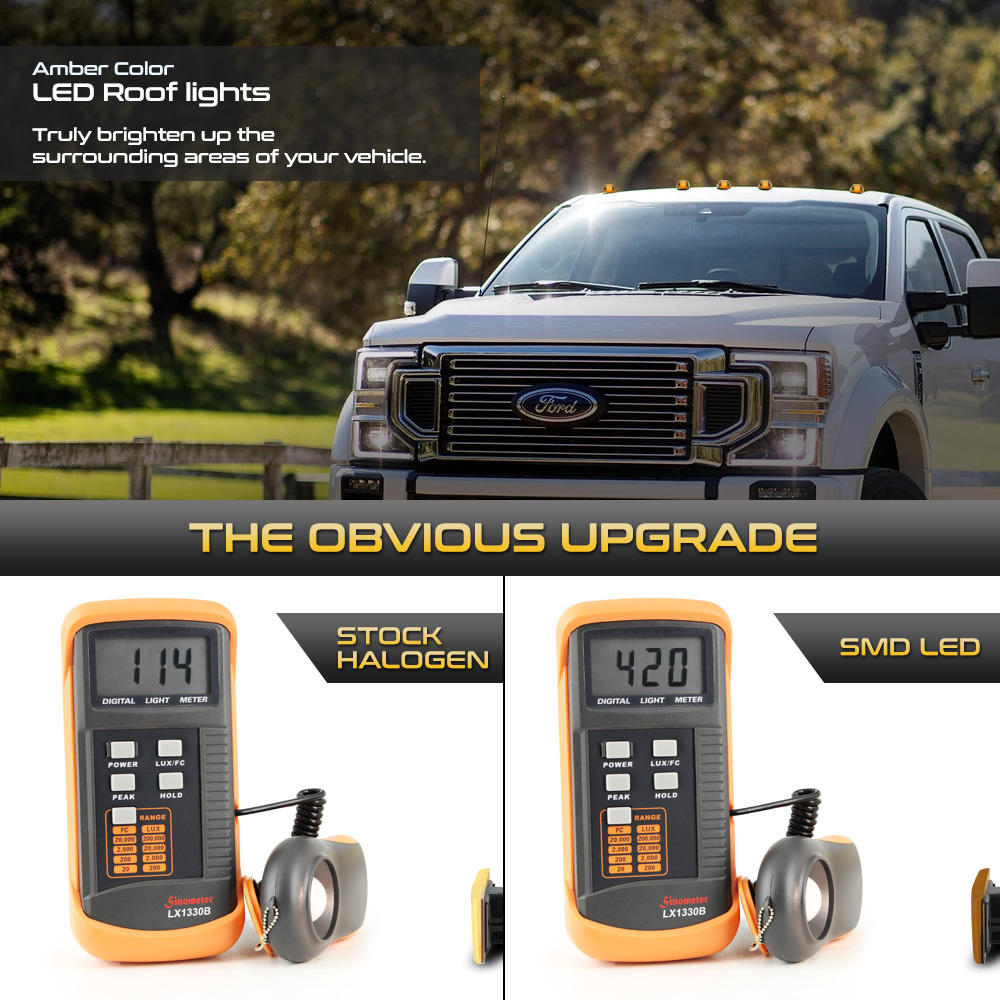 2017-2023 Ford F250 F350 F450 Superduty Amber LED Roof Clearance Lights ...