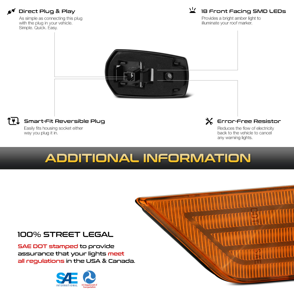 2017-2023 Ford F250 F350 F450 Superduty Amber LED Roof Clearance Lights ...