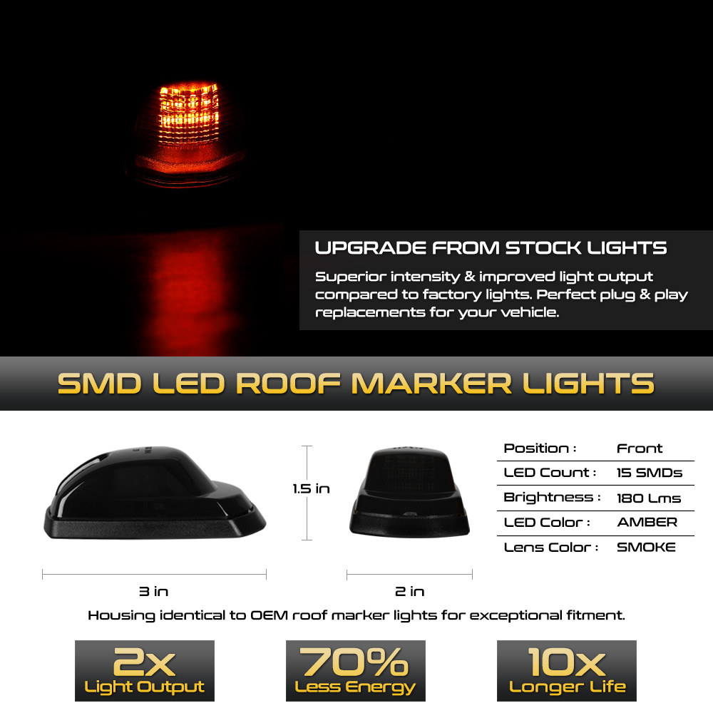 2017-2023 Ford F250 F350 F450 Superduty Amber LED Roof Clearance Lights ...