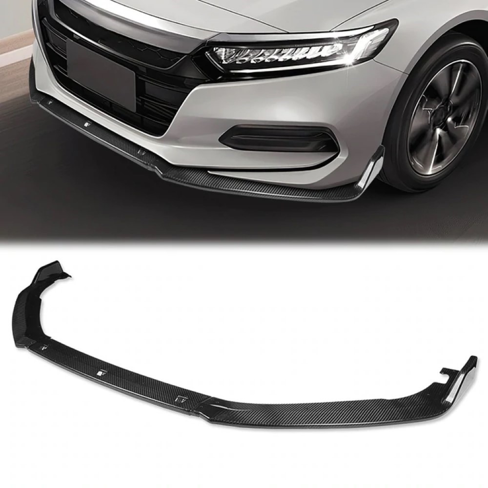 2018-2020 Honda Accord Front Bumper Lip - 3 Pieces Design - Carbon Fiber