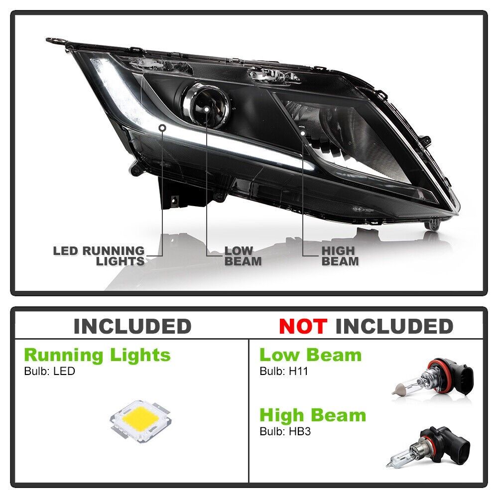 2018-2020 Honda Odyssey Halogen w/ LED DRL Headlight Passenger Side ...