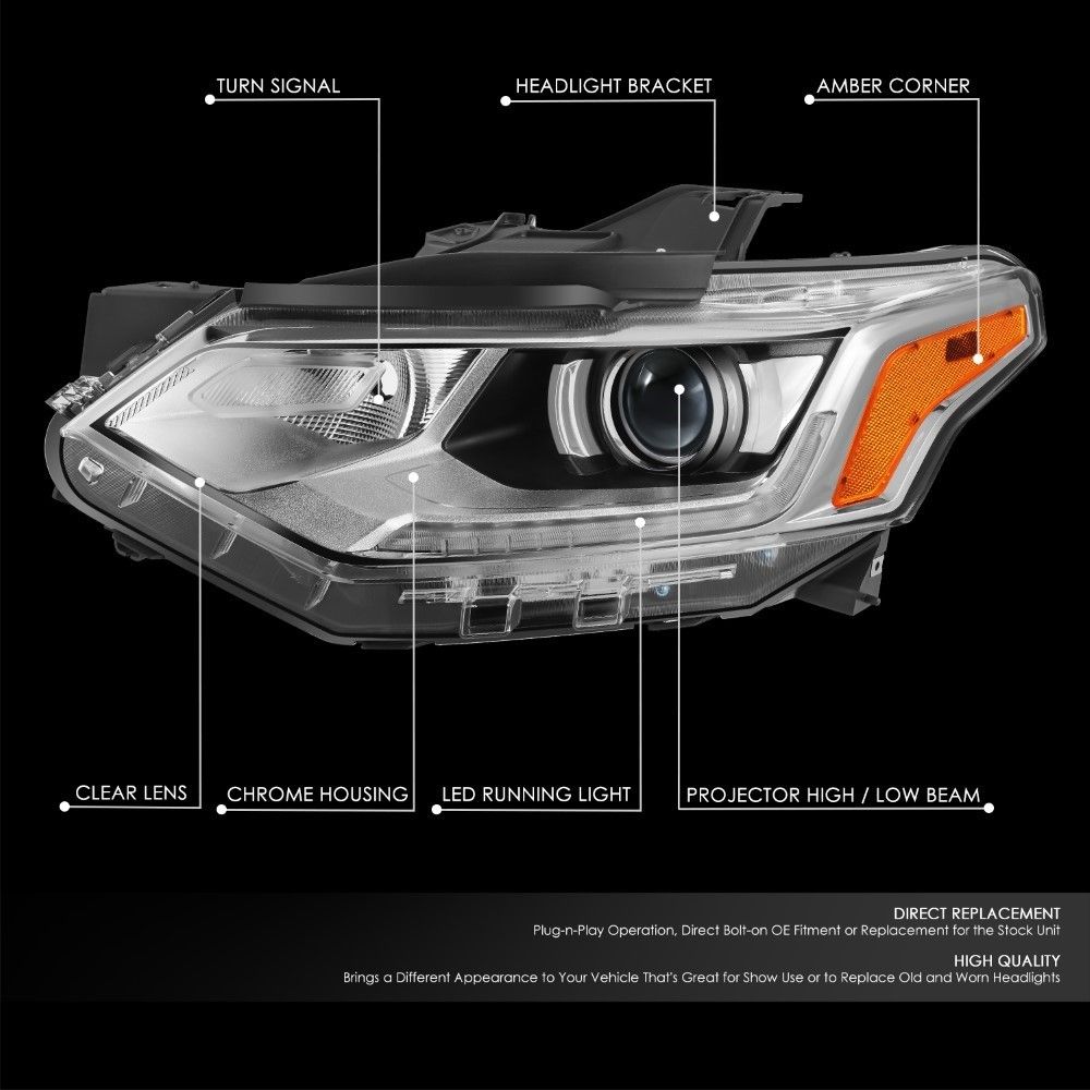 2018-2021 Chevrolet Traverse [HID Model] Chrome OE-Style Projector ...