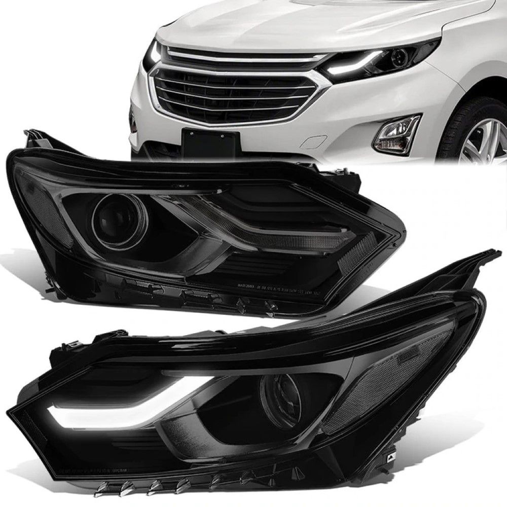 2018 2021 Chevy Equinox LED DRL Projector Headlights Smoked Housing Clear Corner