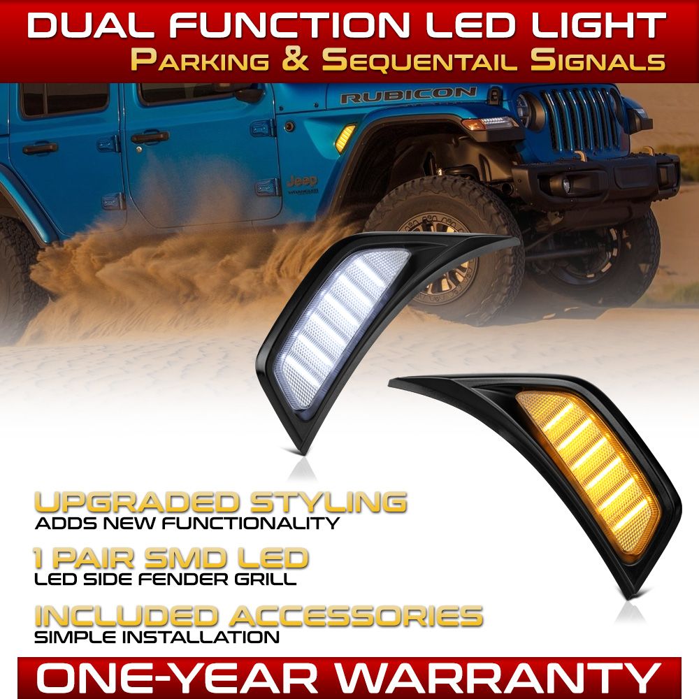 2018-2022 Jeep Wrangler JL LED Fender Air Vent Lights - Switchback + Sequential - LAC-SAV-JWA18 ...