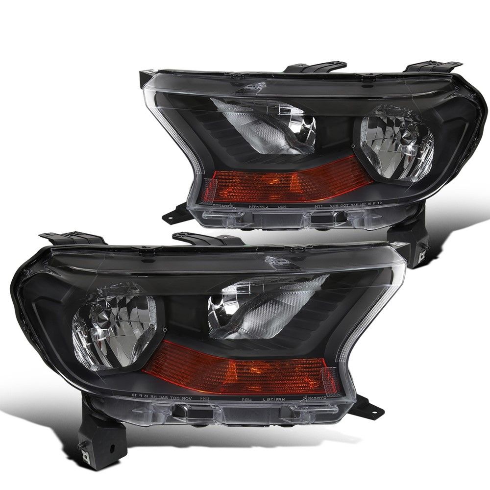 2019-2022 Ford Ranger XL|XLT Crystal Replacement Headlights - Black