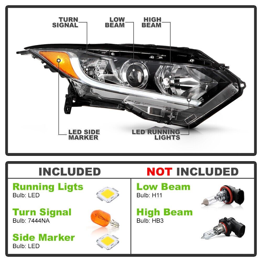 2019-2022 Honda HR-V Halogen Type LED DRL Projector Headlight - Passenger Side - HD-JH-HHRV19-OE-R