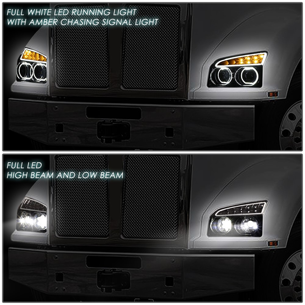 DNA 2019-2022 Kenworth T880 Sequential LED+ Halo Projector Headlight ...