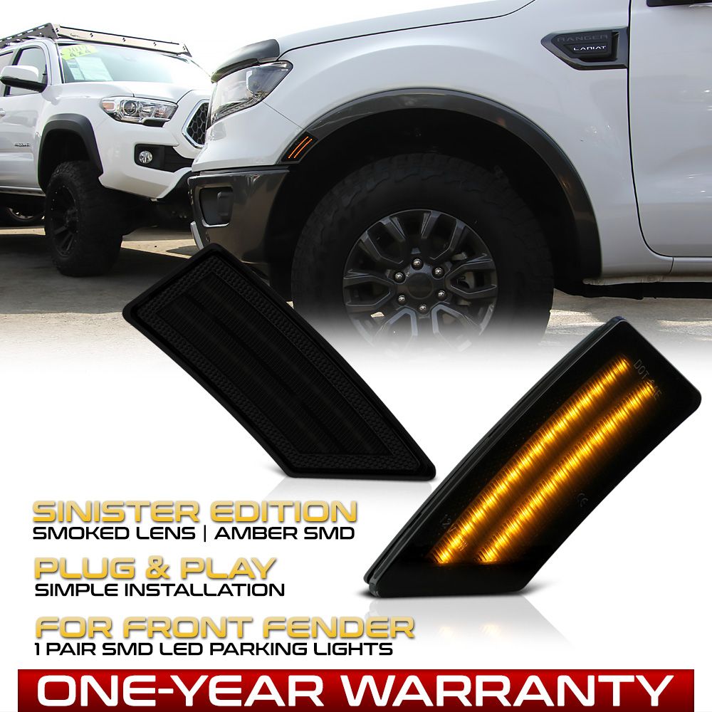 2019-2023 Ford Ranger LED Front Side Marker Lights - Smoked Lens - LAC ...
