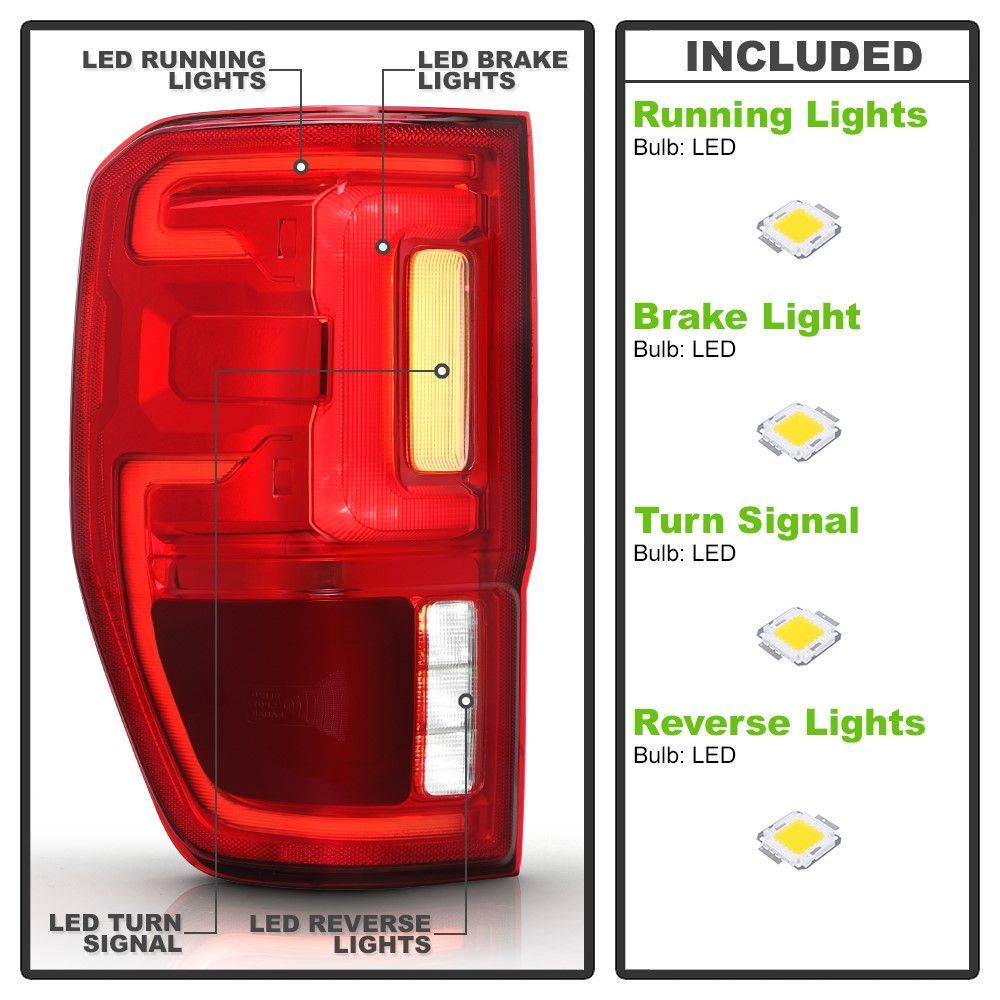 2019-2023 Ford Ranger LED w/ Blind Spot Tail Light Replacement - Driver ...