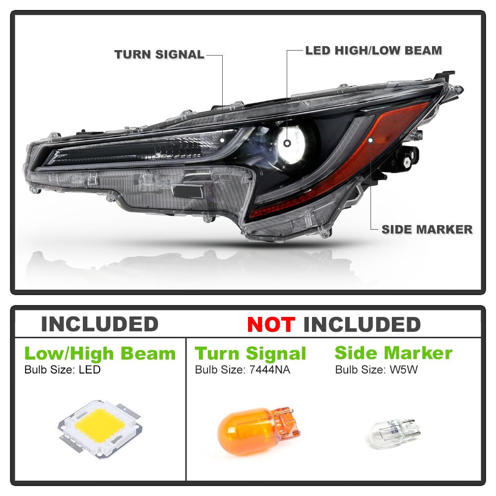 2020-2021 Toyota Corolla L / LE Model Factory-Style Headlights - Driver ...