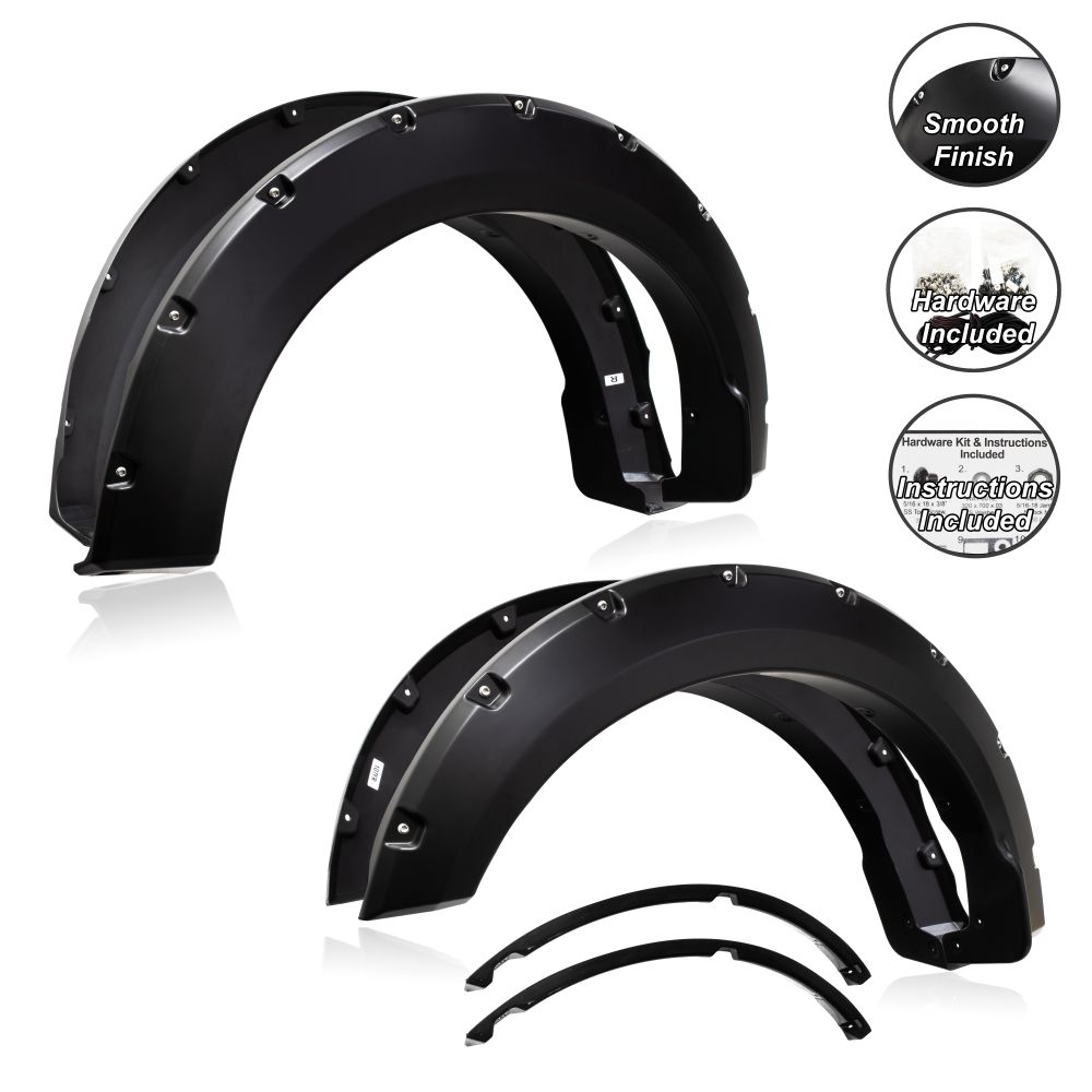 2021-2022 Ford F150 Pocket Rivet Style Fender Flares - Smooth