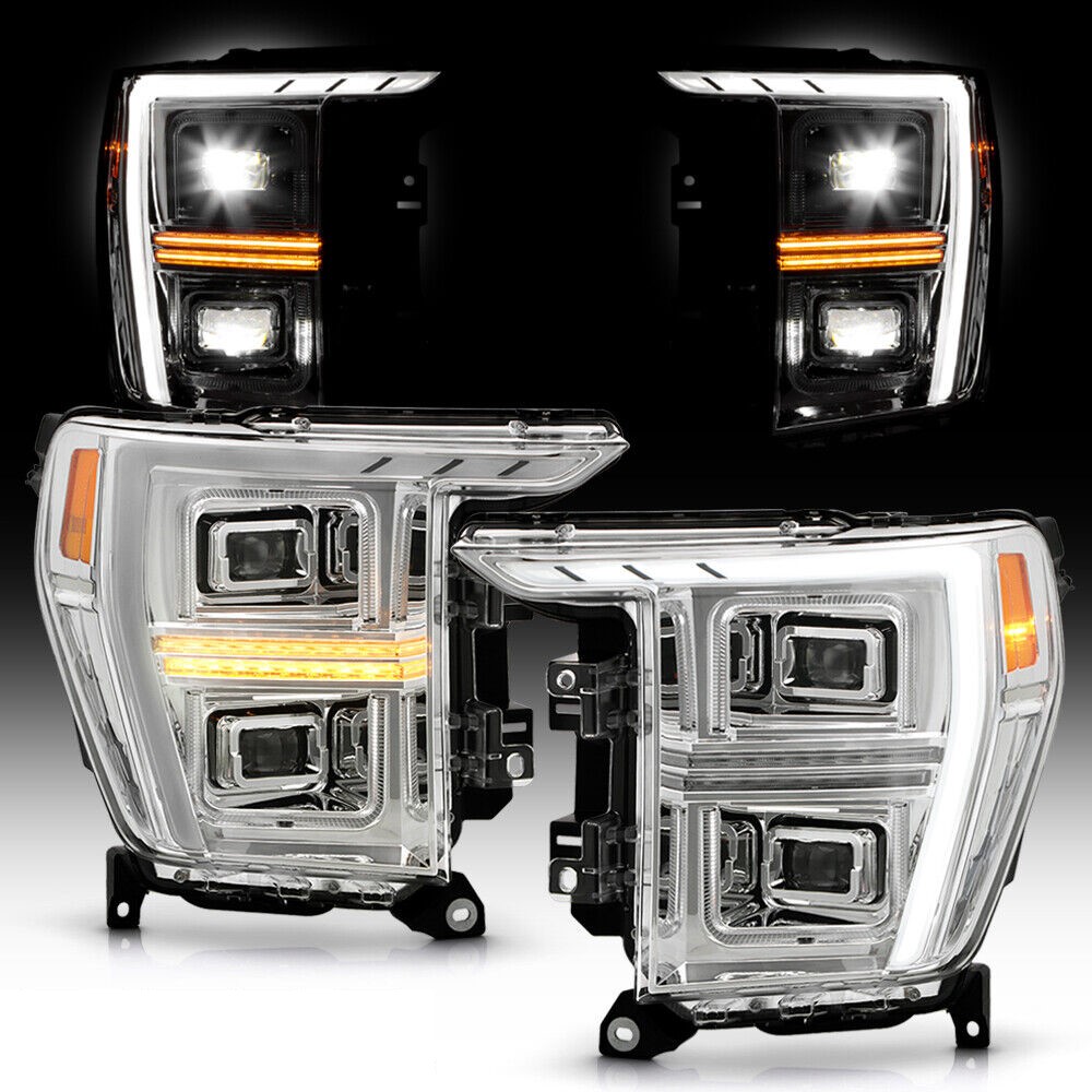 2021-2023 Ford F150 Chrome Full LED Projector Headlights w/ Sequential ...