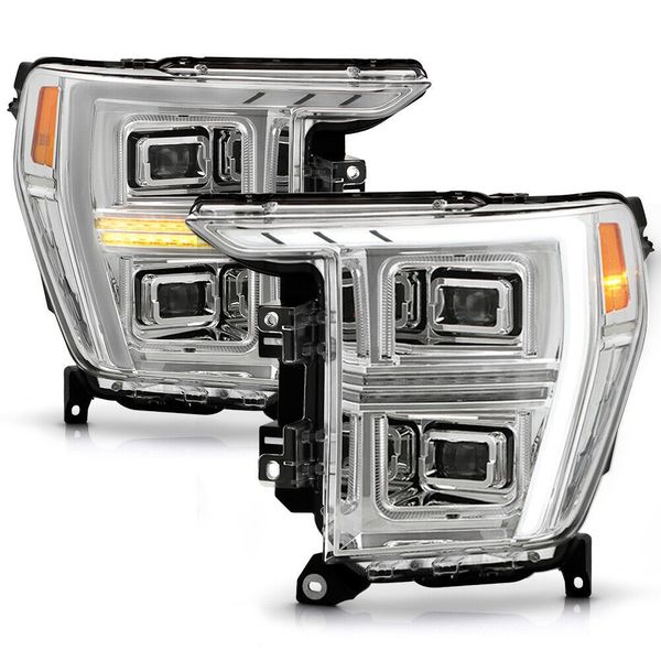 2021-2023 Ford F150 Chrome Full LED Projector Headlights w/ Sequential ...