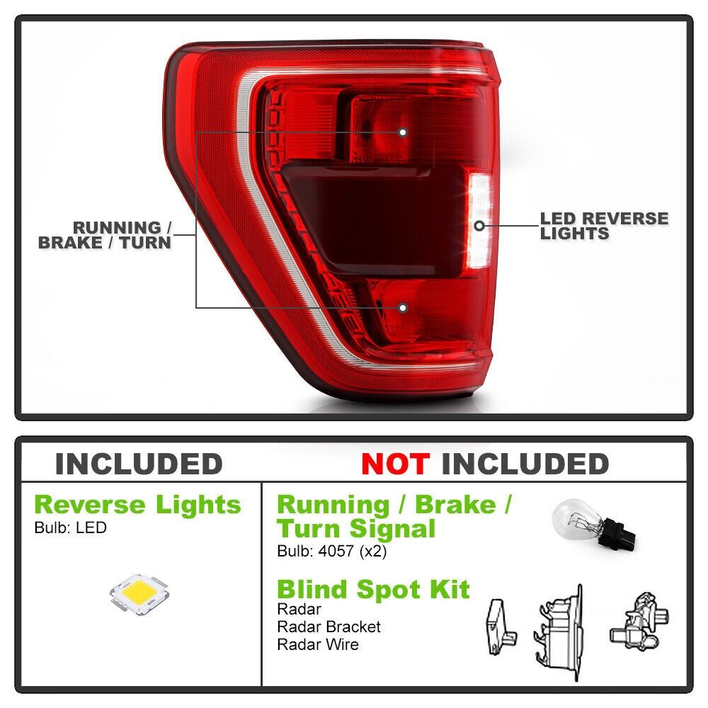 Spyder 2021-2023 Ford F150 Incandescent w/Blind Spot BLIS Tail Light ...