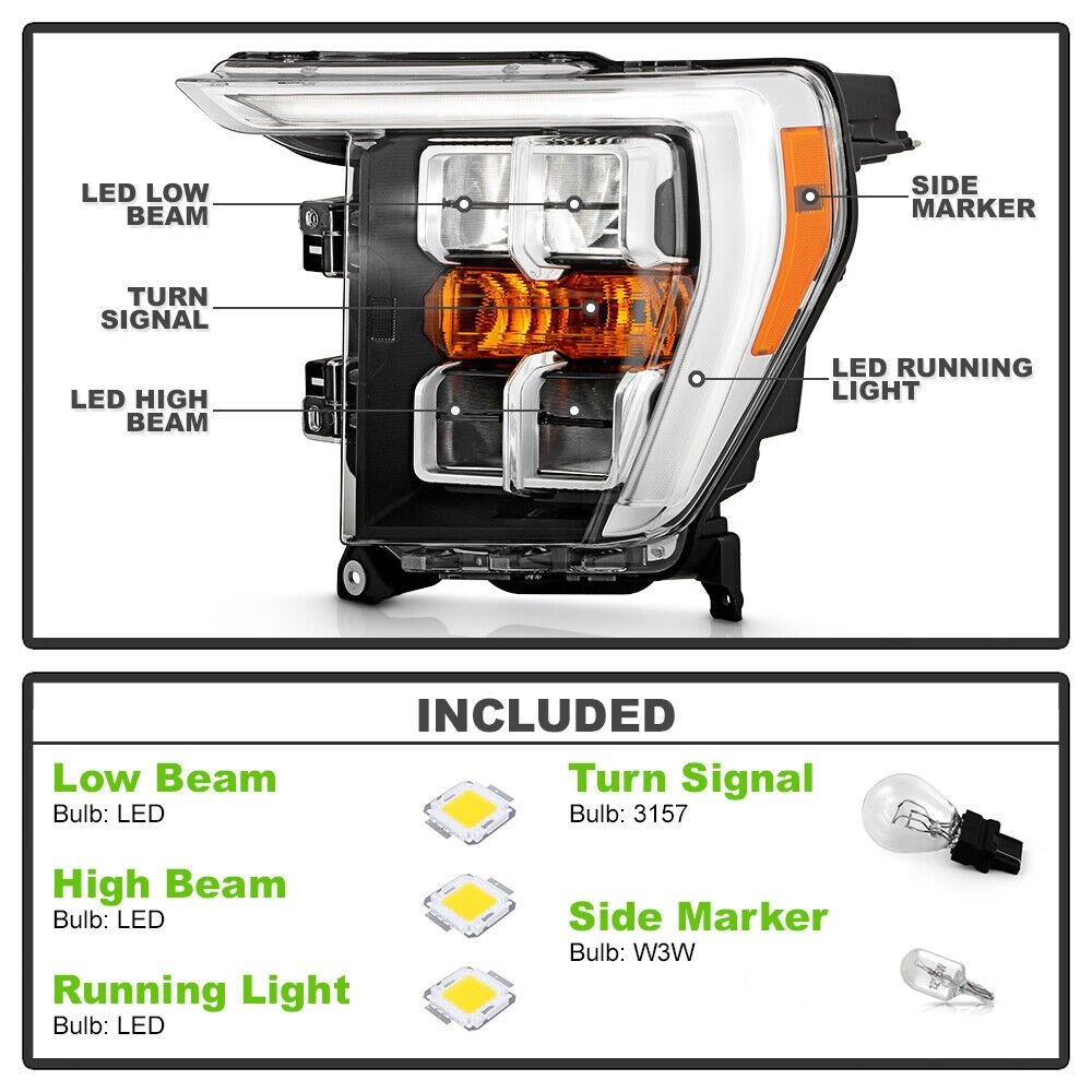 2021-2023 Ford F150 [w/o Adaptive] LED Reflector Headlight - Driver ...
