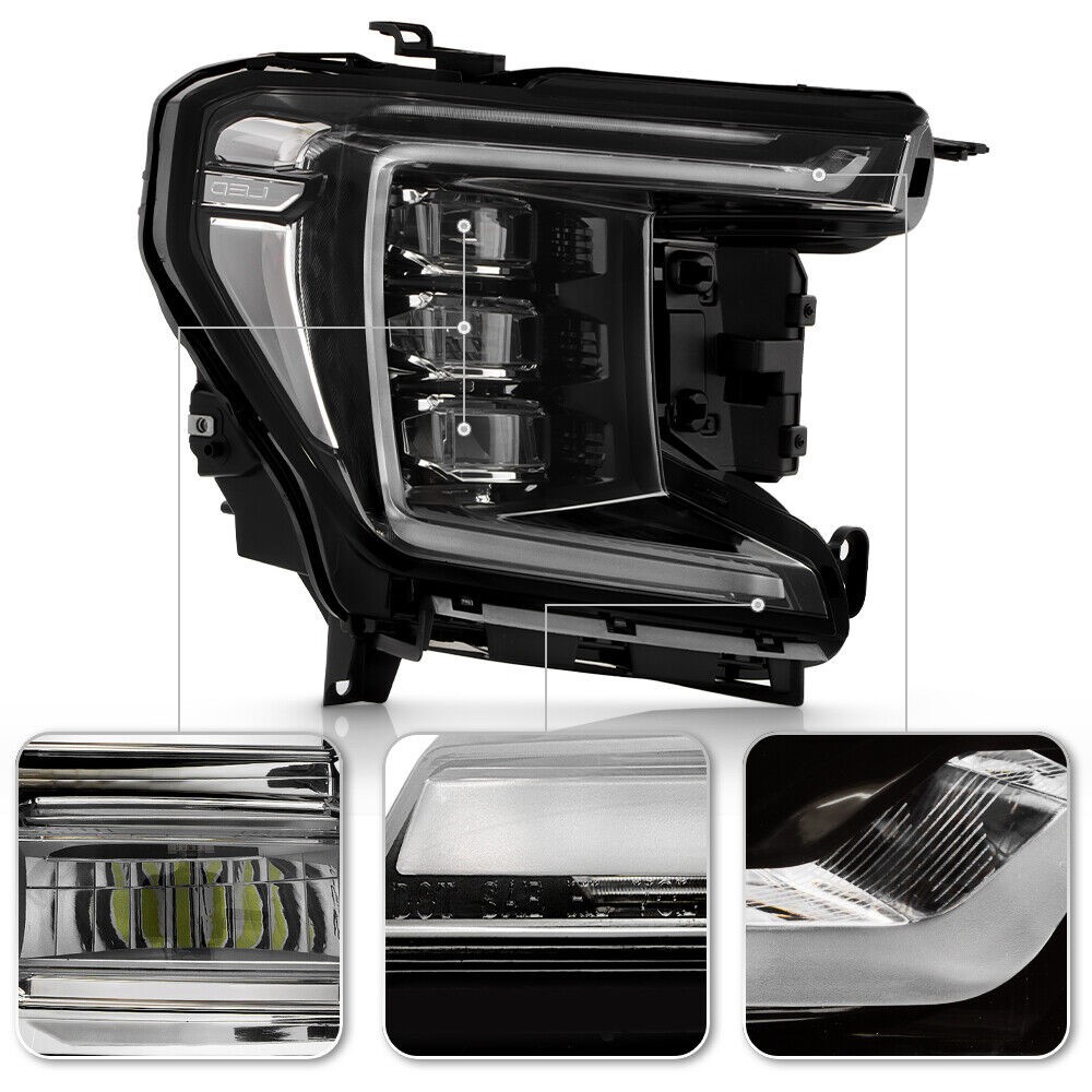 2021-2023 GMC Yukon XL SLE|SLT Chrome Trim Full LED Headlight Passenger Side HD-JH-GYD21-FLED-OE ...