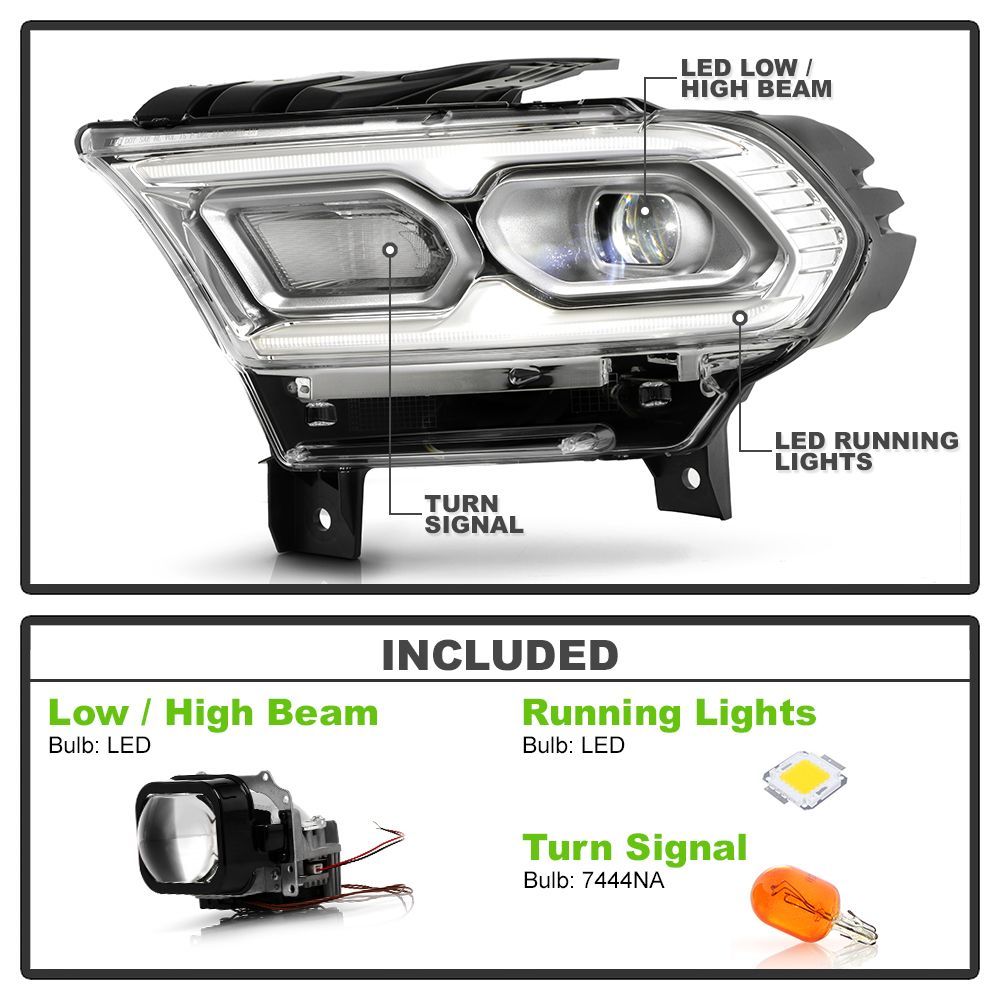 2021-2024 Dodge Durango Chrome w/Halogen Turn Signal LED Headlights ...