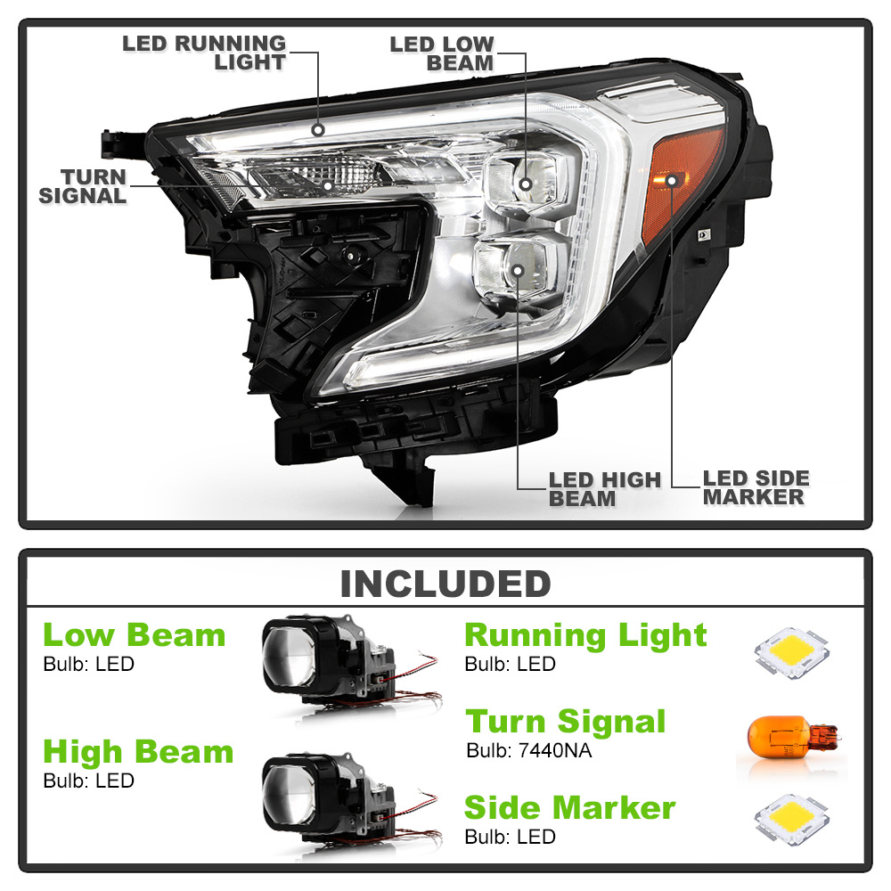 2022-2024 GMC Terrain Denali DRL LED Projector Headlight - Driver Side