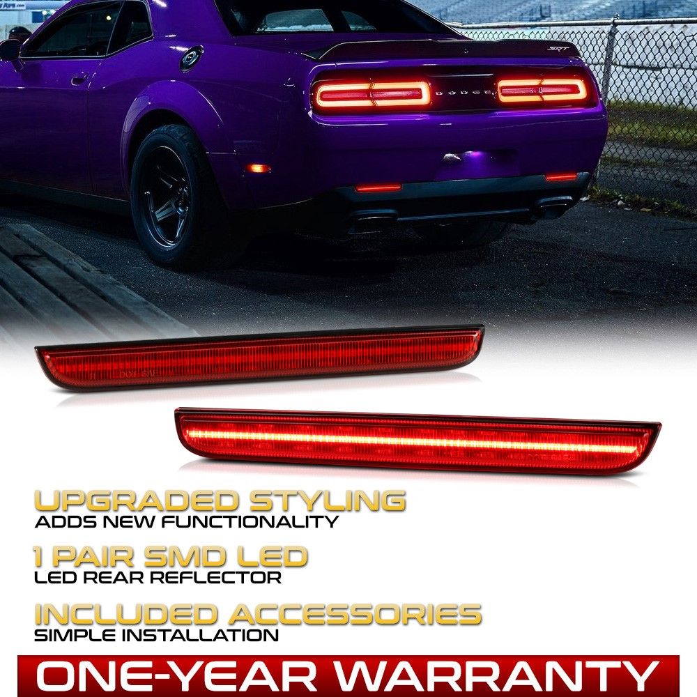 2in1 LED Rear Red DRL Reflector+Tail Brake Lights For 2015-2022 Dodge ...