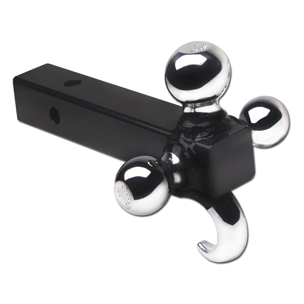 3-In-1 Loaded Tri-Ball Mount Trailer Tow Hitch+Hook 2" Receiver