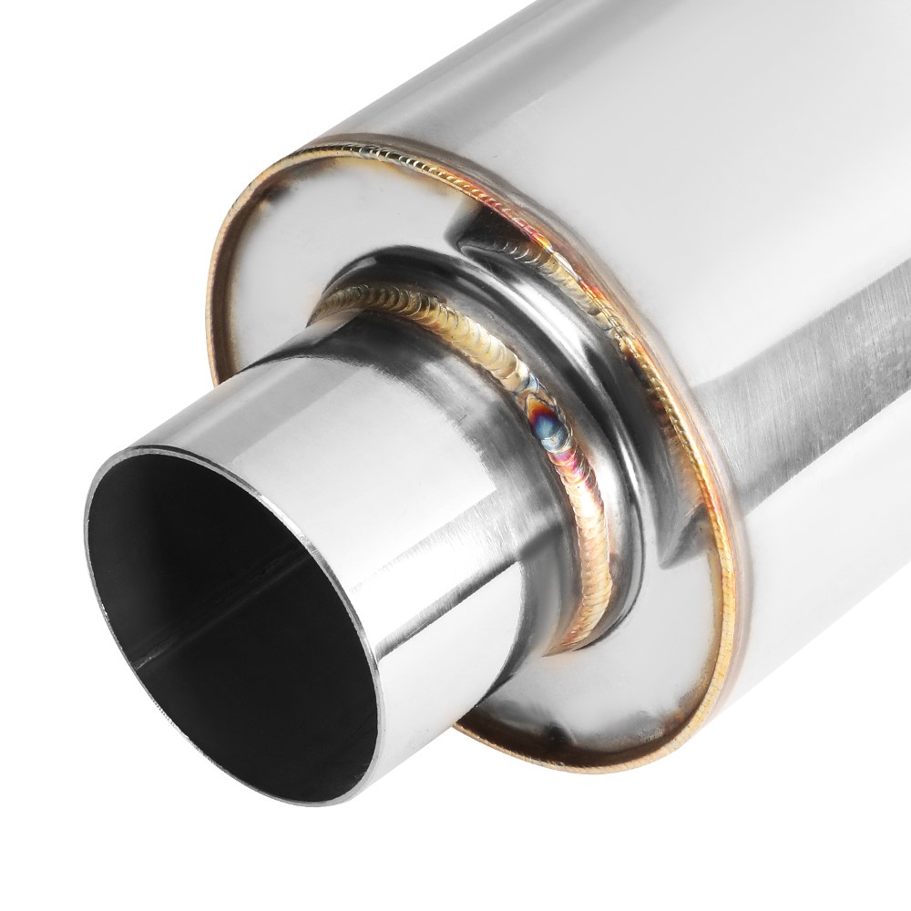 3"OD Titanium Burnt Round Tip 2.25"OD Inlet Car Exhaust Muffler Stainless Steel EXA-MF-002-T2