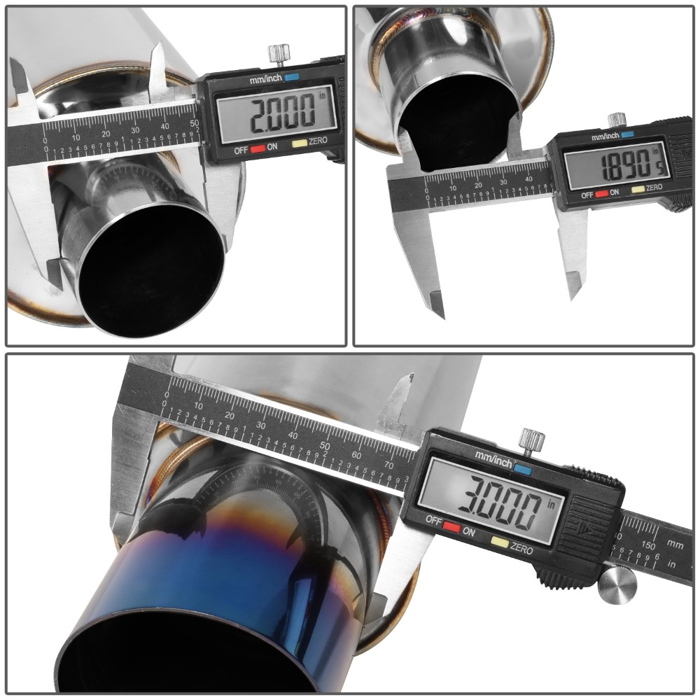 3"OD Titanium Burnt Tip 2"OD Inlet Tig Welding Exhaust Muffler ...