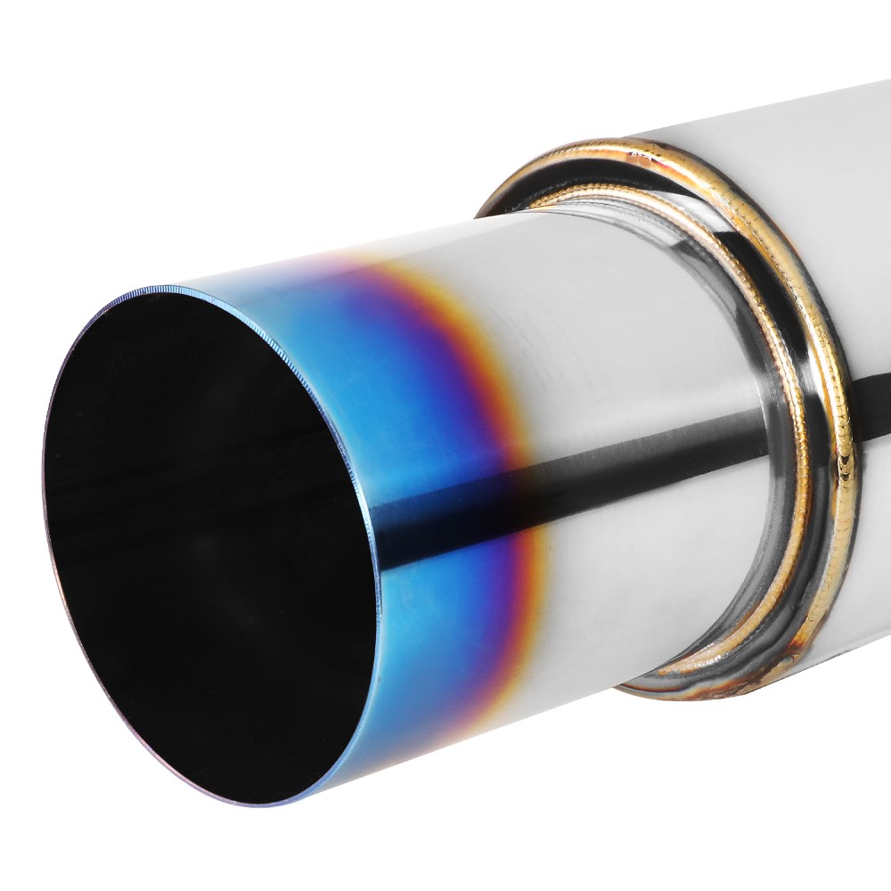 4"OD Titanium Burnt Round Tip 2.5"OD Inlet Car Exhaust Muffler ...