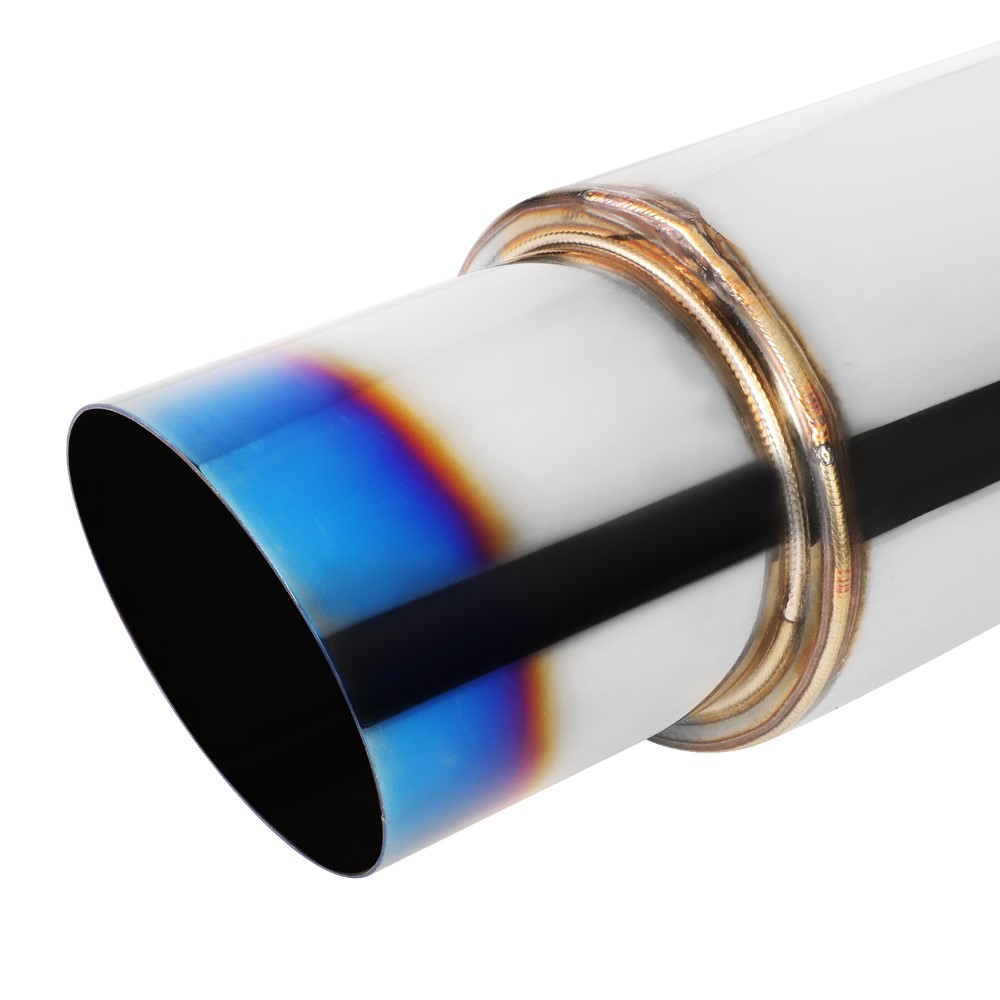 4"OD Titanium Burnt Tip 2.5"OD Inlet Tig Weld Exhaust Muffler Stainless ...