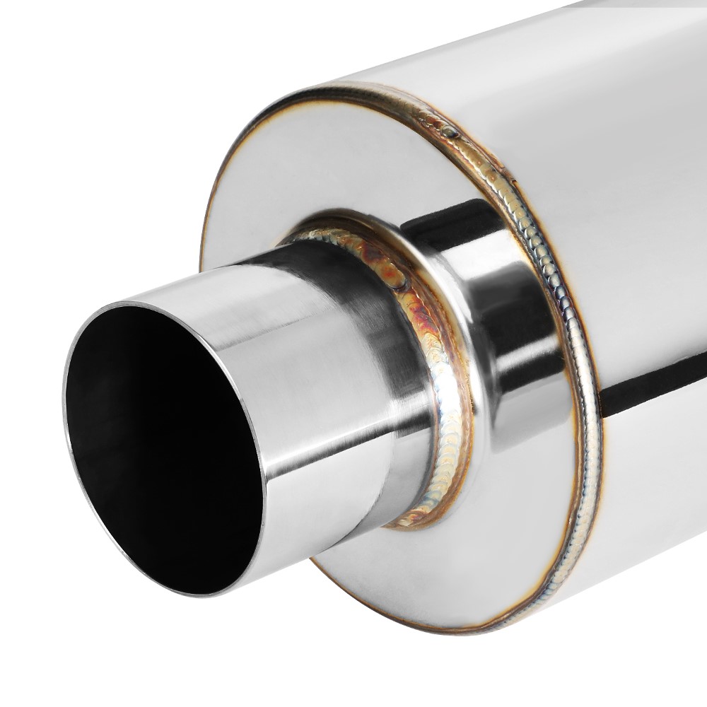 4"OD Titanium Burnt Tip 2.5"OD Inlet Tig Weld Exhaust Muffler Stainless ...