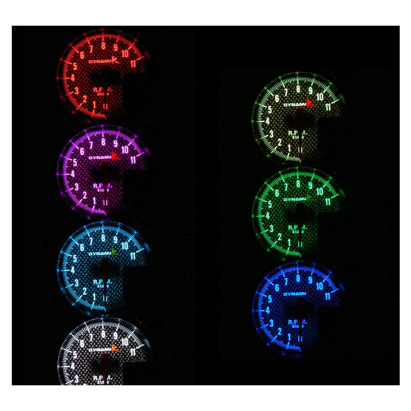 5" Black 7 Color LED Carbon Face Tachometer 11000 RPM Tacho Gauge+Shift ...