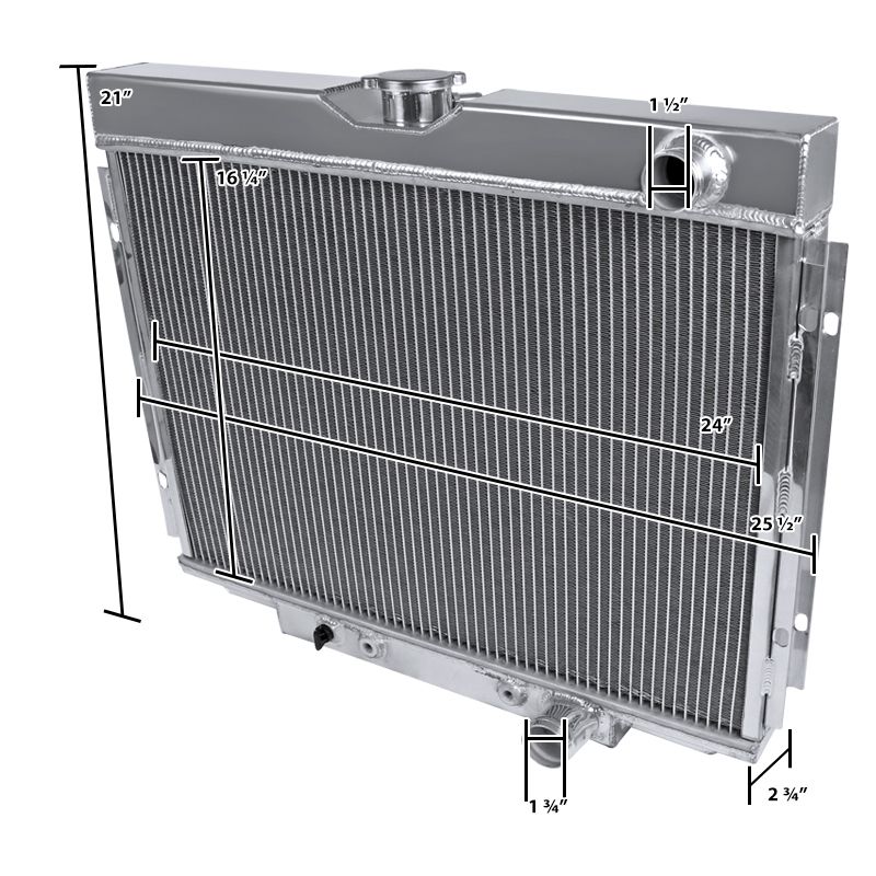 67-70 Mustang/Falcon 24" 3-Row Manual Transmission Passenger/Right Side ...