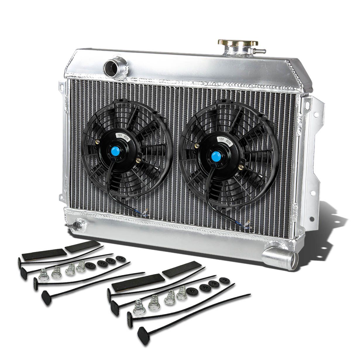 68-73 Nissan Datsun 510 Aluminum Racing 2-Row Radiator+9" Fans (Black ...