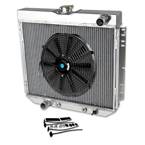 69-70 Ford Mustang V8 Aluminum Racing 3-Row Radiator+14" Fans (Black ...