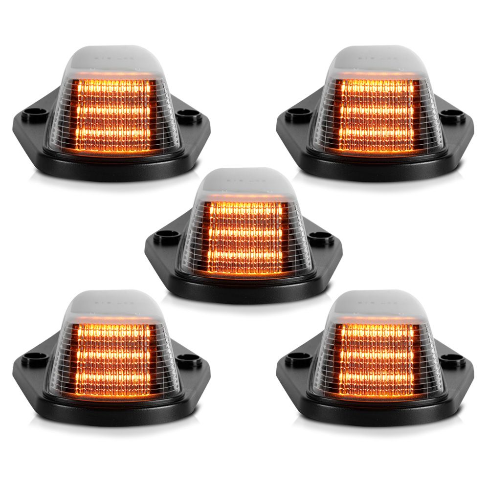 84-96 Ford F150 F250 F350 Amber LED Roof Clearance Lights - Clear Lens ...
