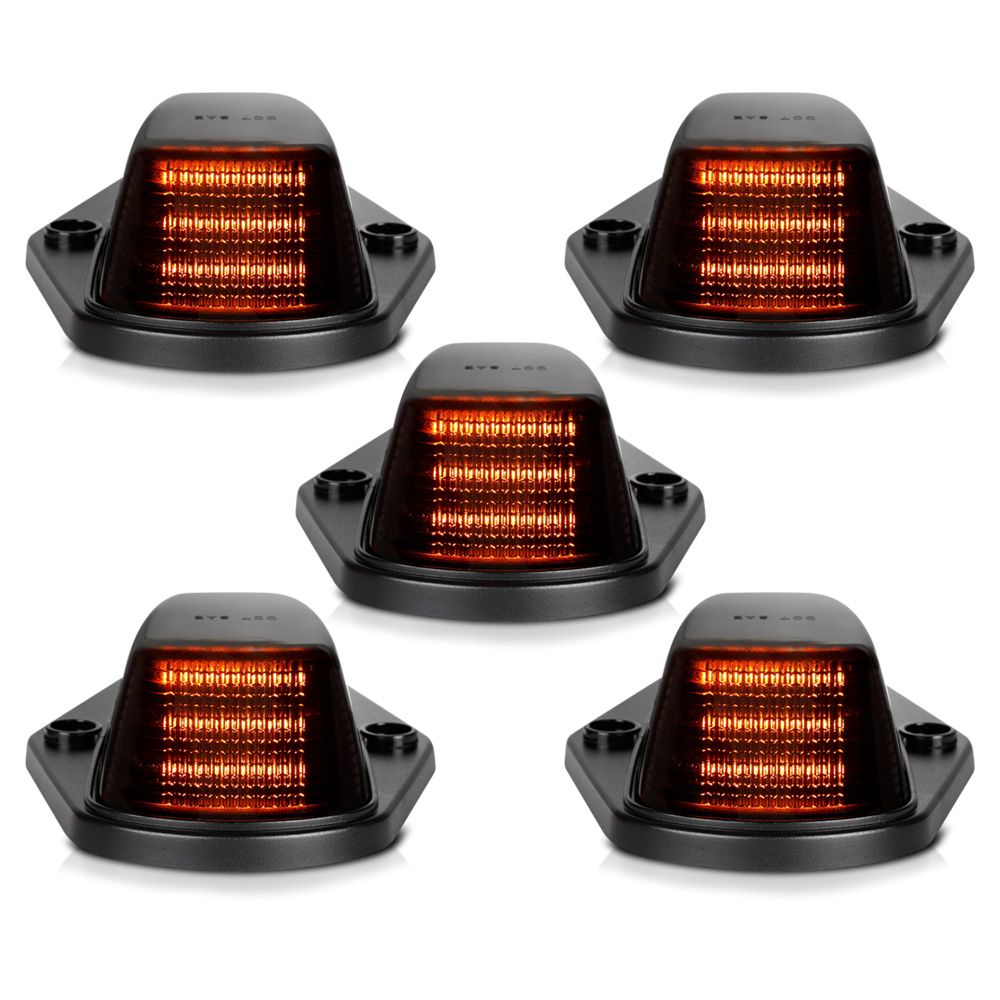 84-96 Ford F150 F250 F350 Amber LED Roof Clearance Lights - Smoked Lens ...