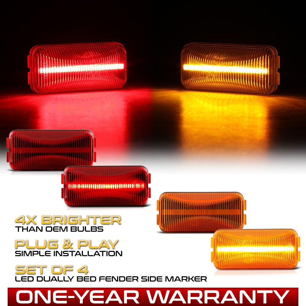 84-96 Ford F250 F350 Dually LED Dually Fender Marker Lights - Amber ...