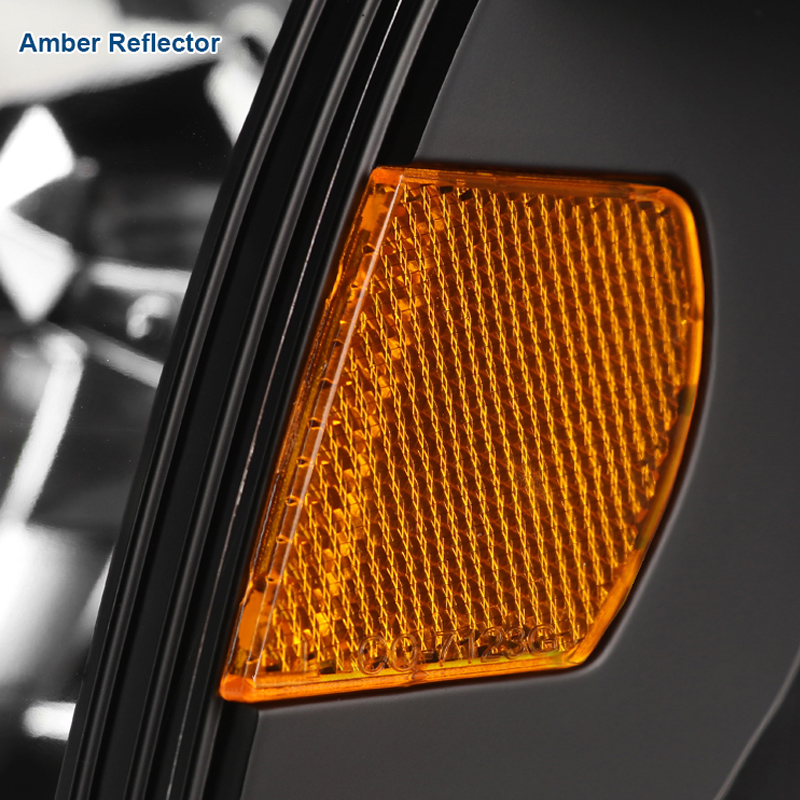 93-97 Ford Ranger Pickup 1-Piece Headlights w/ Corner - Black / Clear Lens