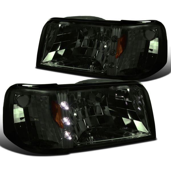 93-97 Ford Ranger Pickup 1-Piece Headlights w/ Corner LED Accent ...